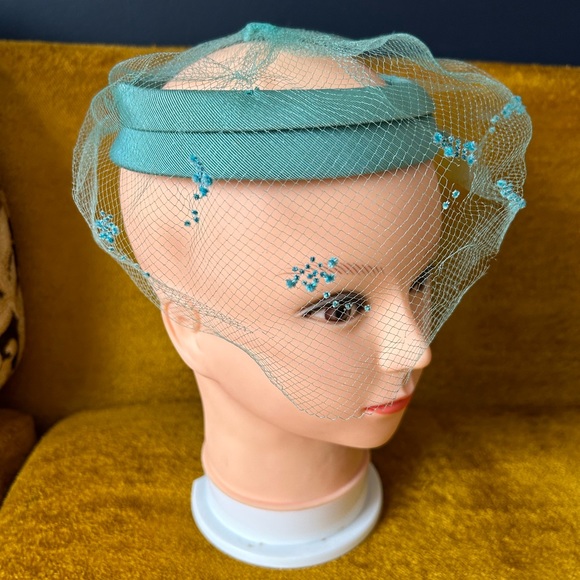 Vintage | Accessories | As Is 95s Cerulean Fascinator With Netting ...